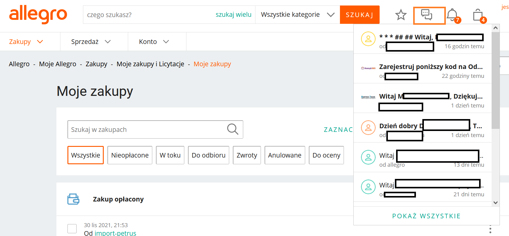 Rozwiązano: Gdzie znaleźć zakładkę wiadomość dla sprzedającego i na ...