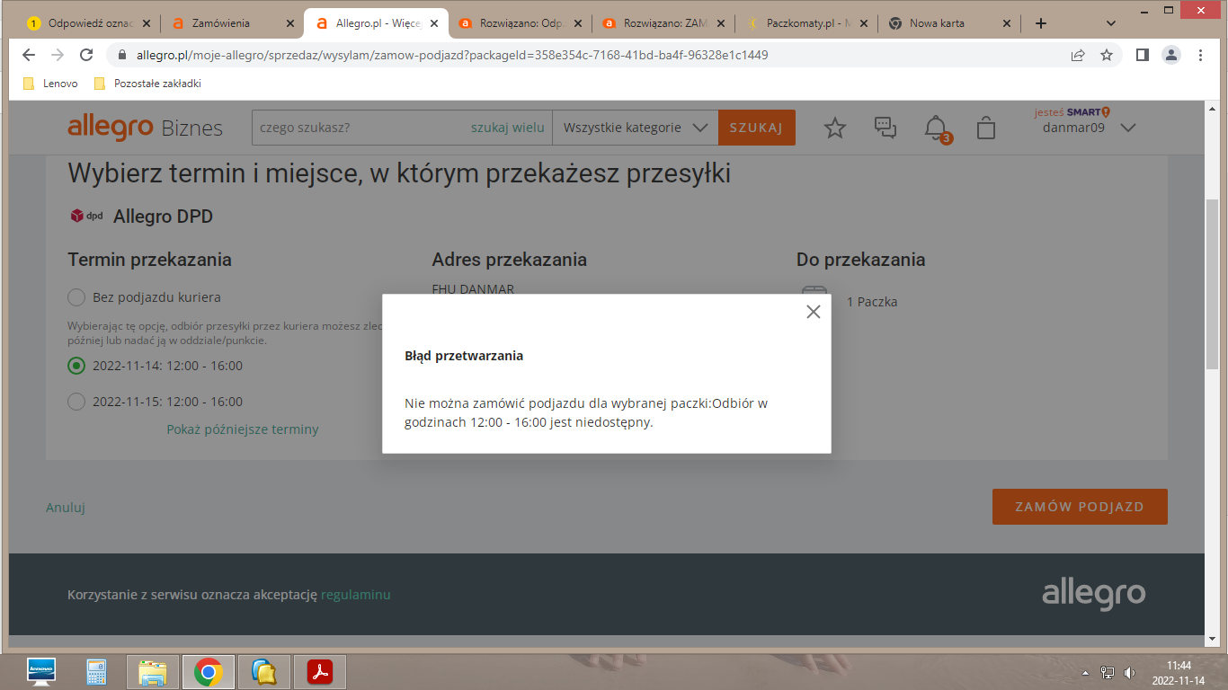 Rozwiązano: Problem z zamawainiem podjazdu DPD - Społeczność Allegro - 467163