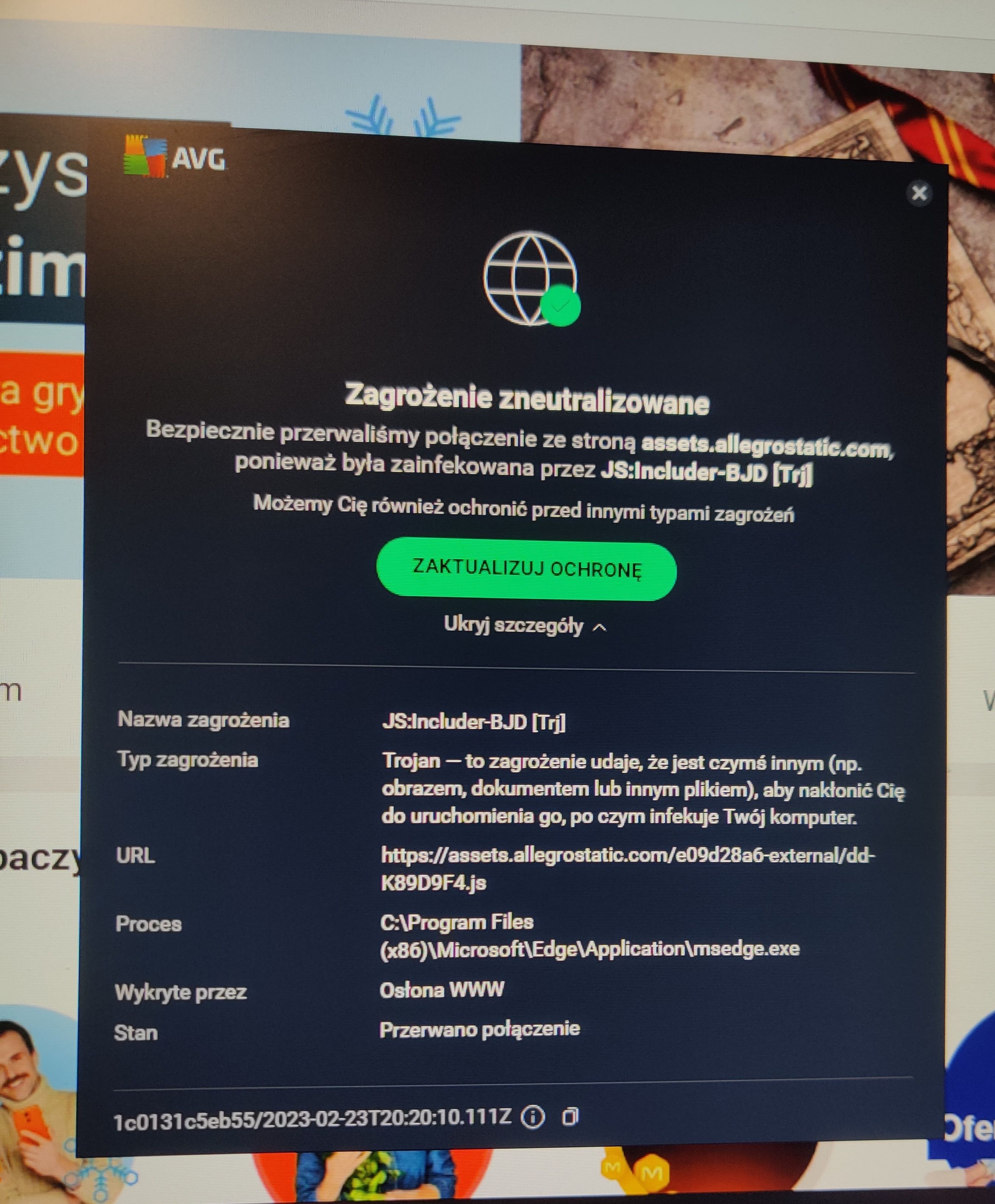Rozwiązano: "Zagrożenie zneutralizowane" - komunikat Avast na Allegro ...