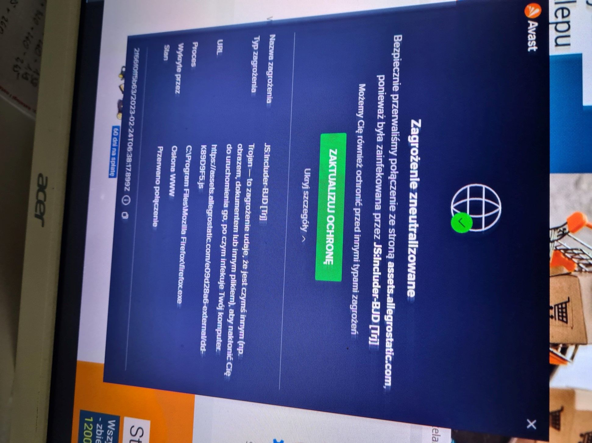 Rozwiązano: "Zagrożenie zneutralizowane" - komunikat Avast na Allegro ...