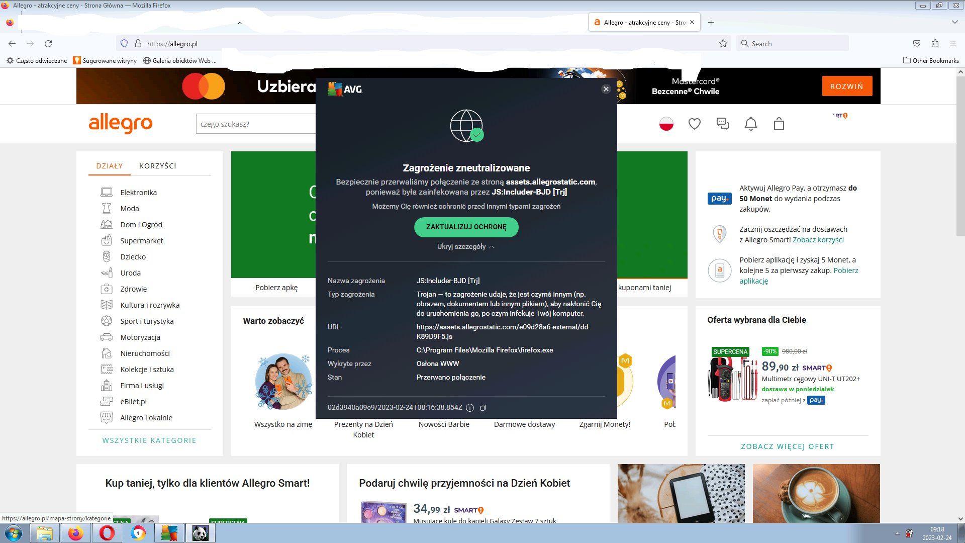 Rozwiązano: "Zagrożenie zneutralizowane" - komunikat Avast na Allegro ...