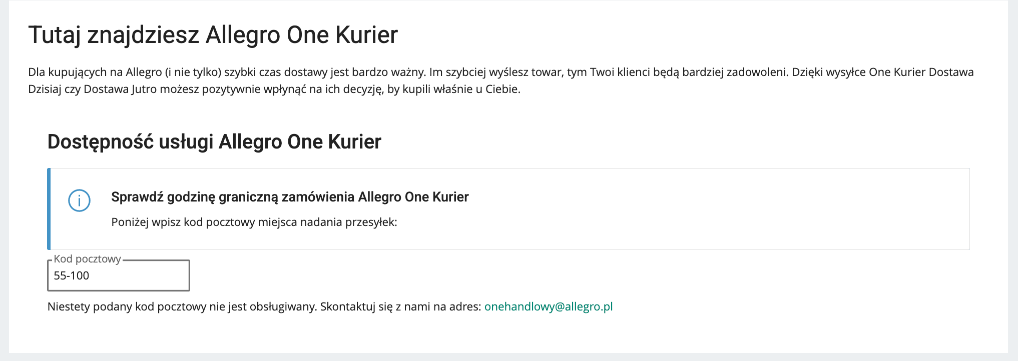 Dlaczego nie mogę nadać przesyłki Allegro One .Nie przyjmuje jej kurier ani paczkomaty zielone ...