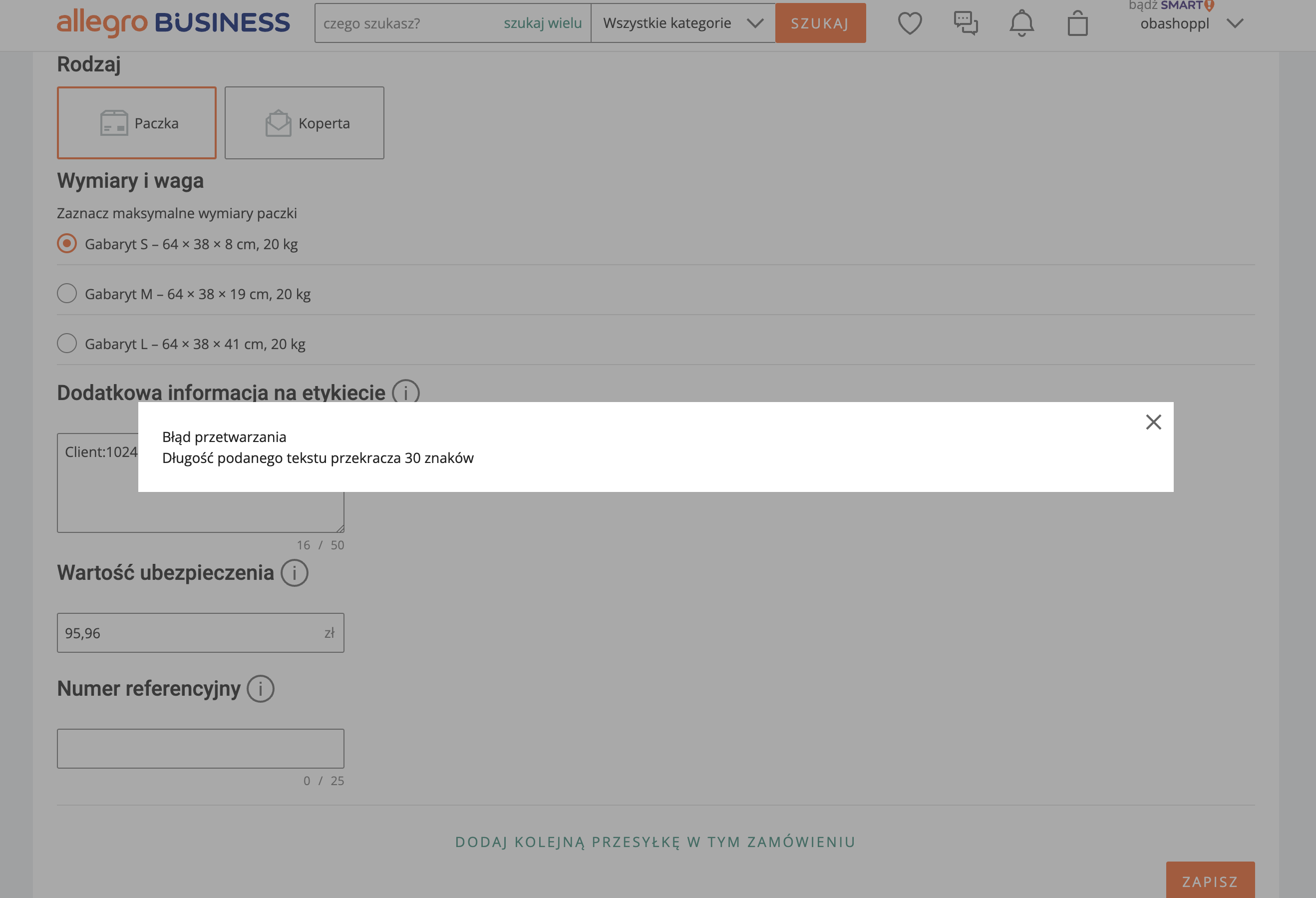 allegro one box 30 znak problem - Społeczność Allegro - 634692