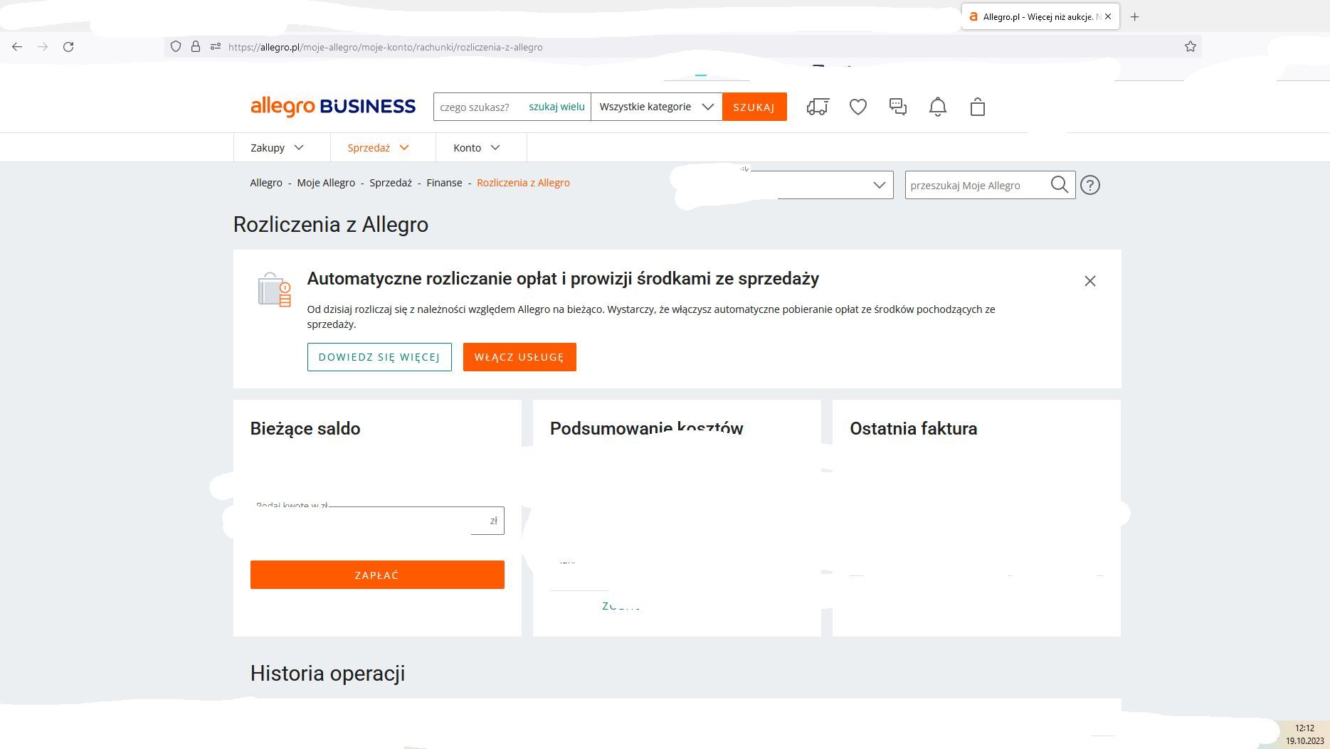 Automatyczne rozliczanie opłat i prowizji środkami ze sprzedaży - błąd - Społeczność Allegro ...