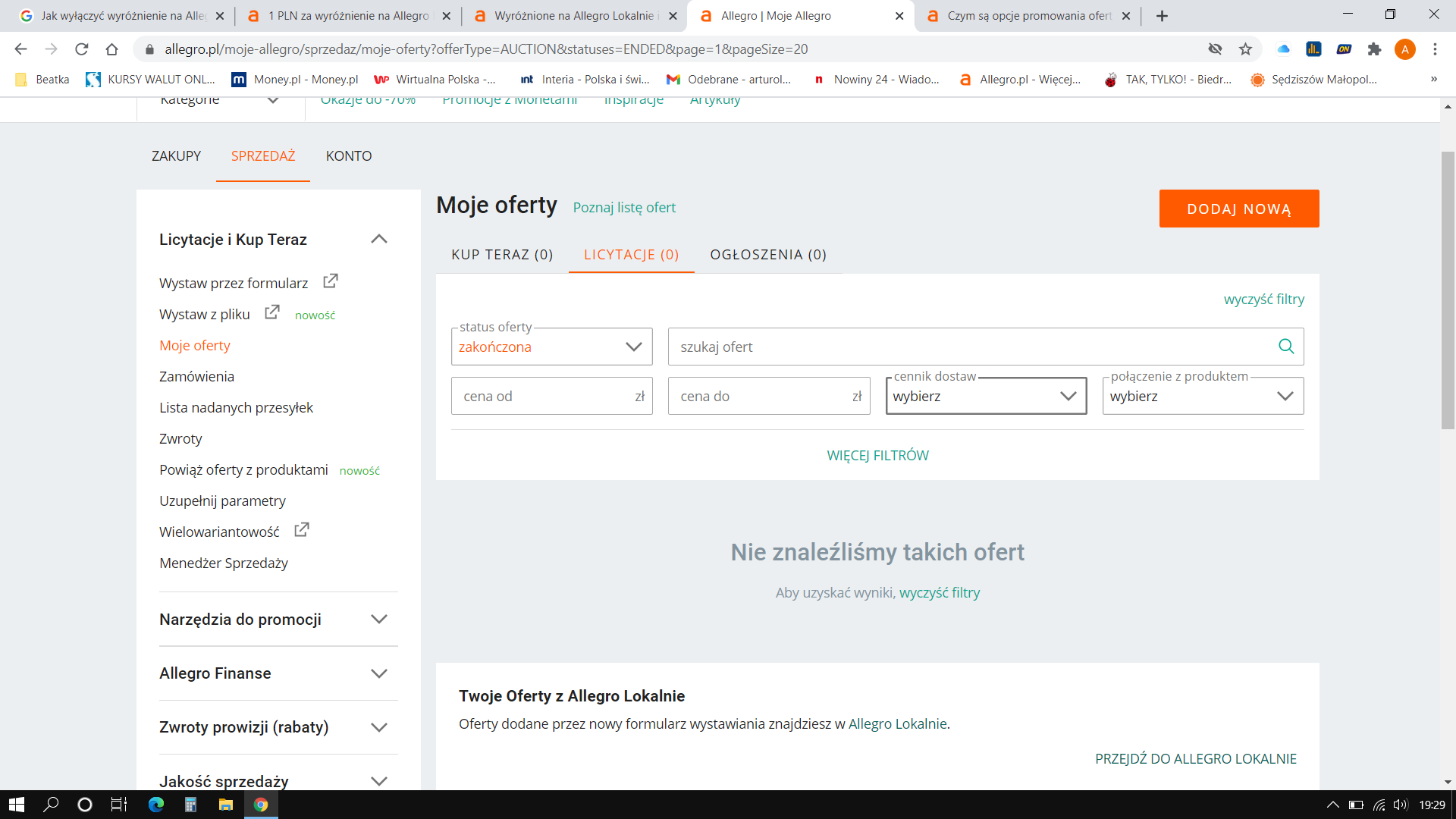Wyróżnione na Allegro Lokalnie i Allegro AKTYWNE - dezaktywacja tej ...