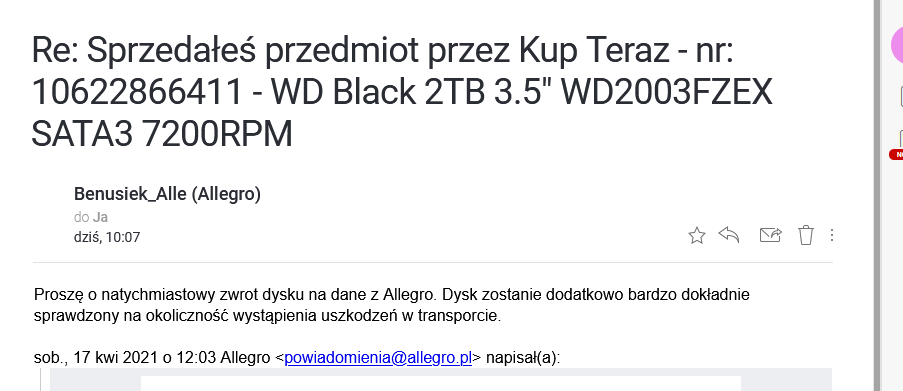 Rozwiązano: Czy po wypłacie POK mam obowiązek zwrócic towar sprzedającemu - Społeczność Allegro ...